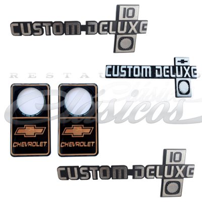KIT EMBLEMAS CHEVROLET CUSTOM 10 5 PZAS – Restaurando Clásicos