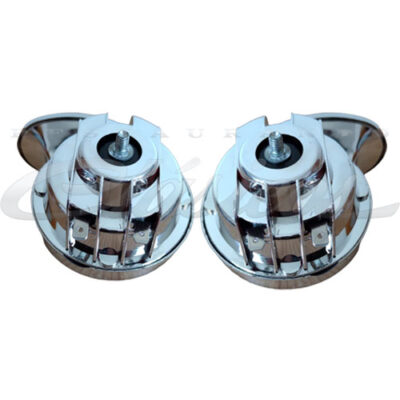CLAXON UNIVERSAL BOCINAS TIPO CARACOL PAR CROMADAS. – Restaurando Clásicos